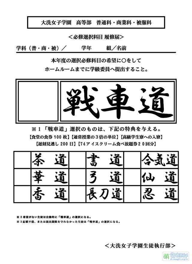 文件:Optional Courses Table O Ooarai Girls High School(Jp).svg - 萌娘共享